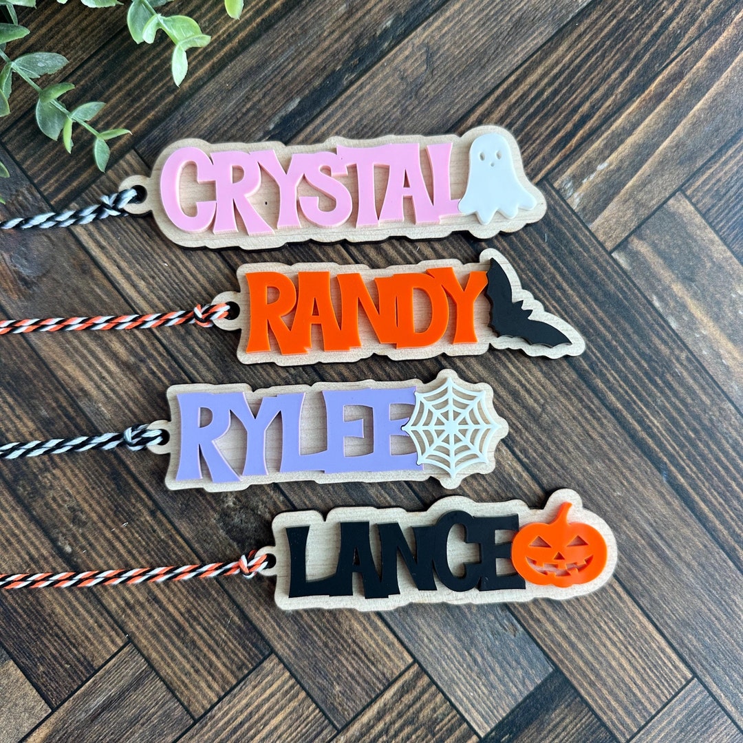Personalized Cute Halloween Boo Basket Tag Wood, Ghost Halloween Bag ...