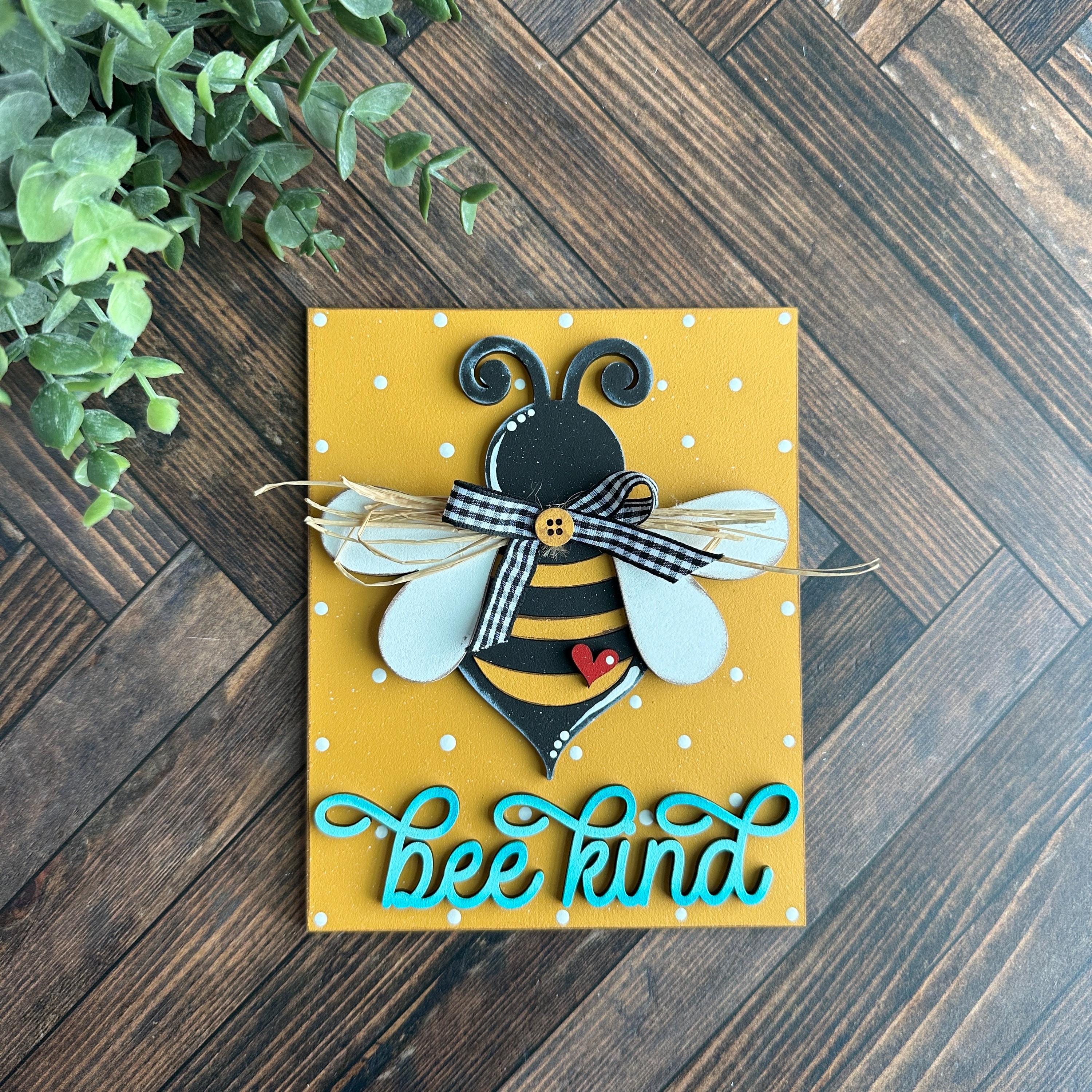 Honey Bee Shelf Sitter Decor, Interchangeable Bumble Bee Signs Table ...