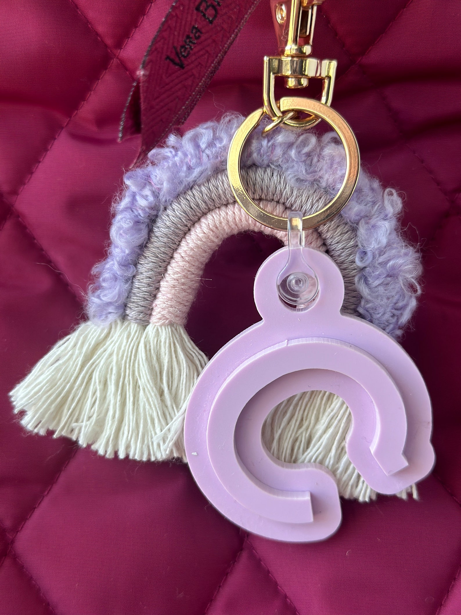Personalized Purple Rainbow Keychain for Women, Initial Bag Tags for ...