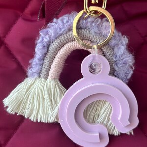 Personalized Purple Rainbow Keychain for Women, Initial Bag Tags for ...