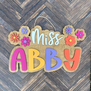 Personalized Hippie Flower Classroom Door Sign Boho Classroom Decor for ...