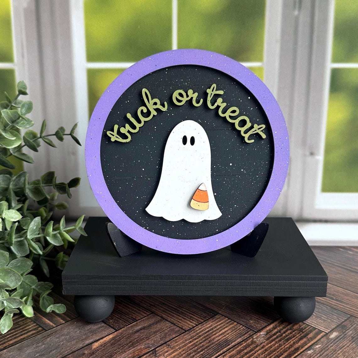 Trick or Treat Sign for Candy Table, Candy Corn Ghost Halloween Decor ...