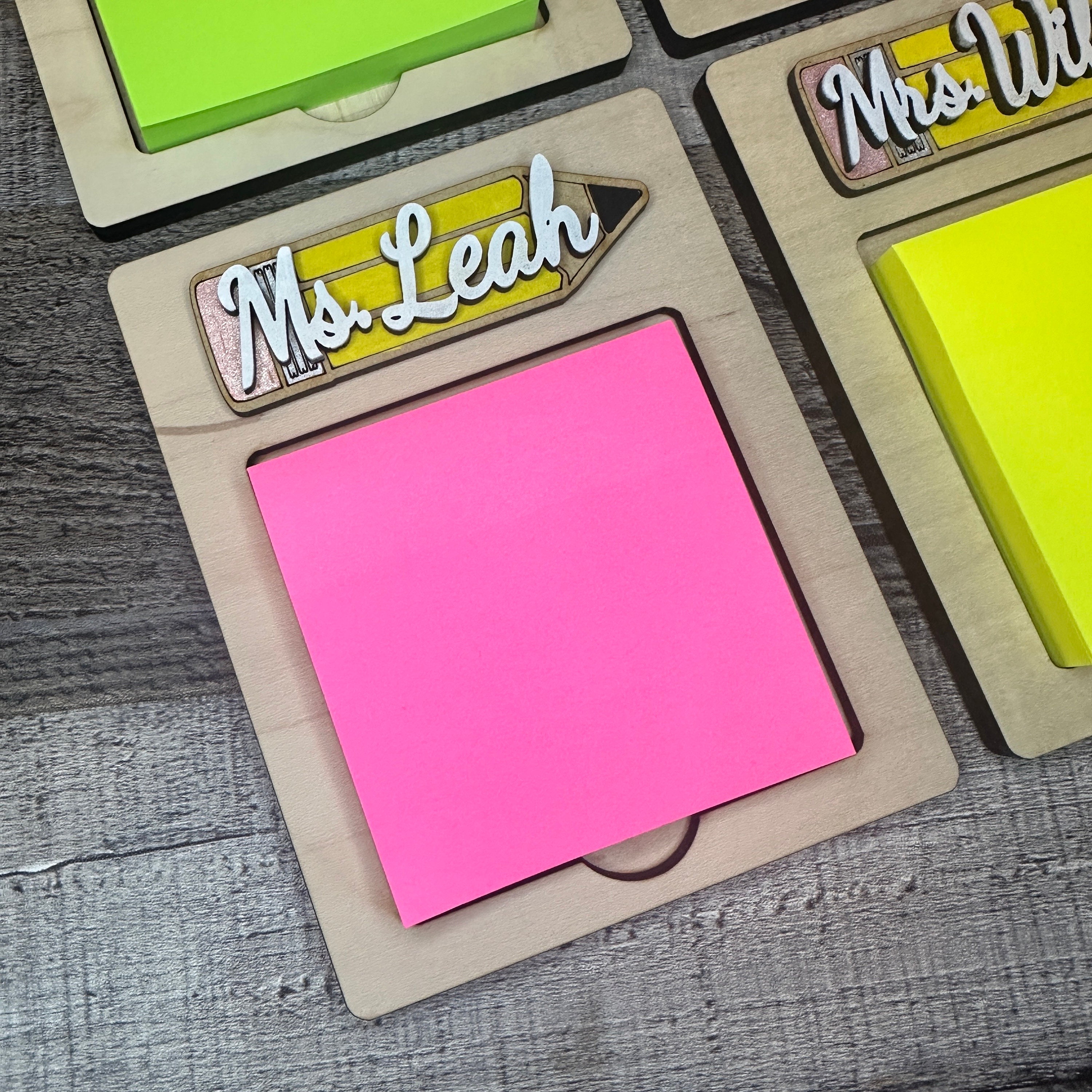 Personalized Post It Note Holder for Teachers, Sticky Note Organizer ...