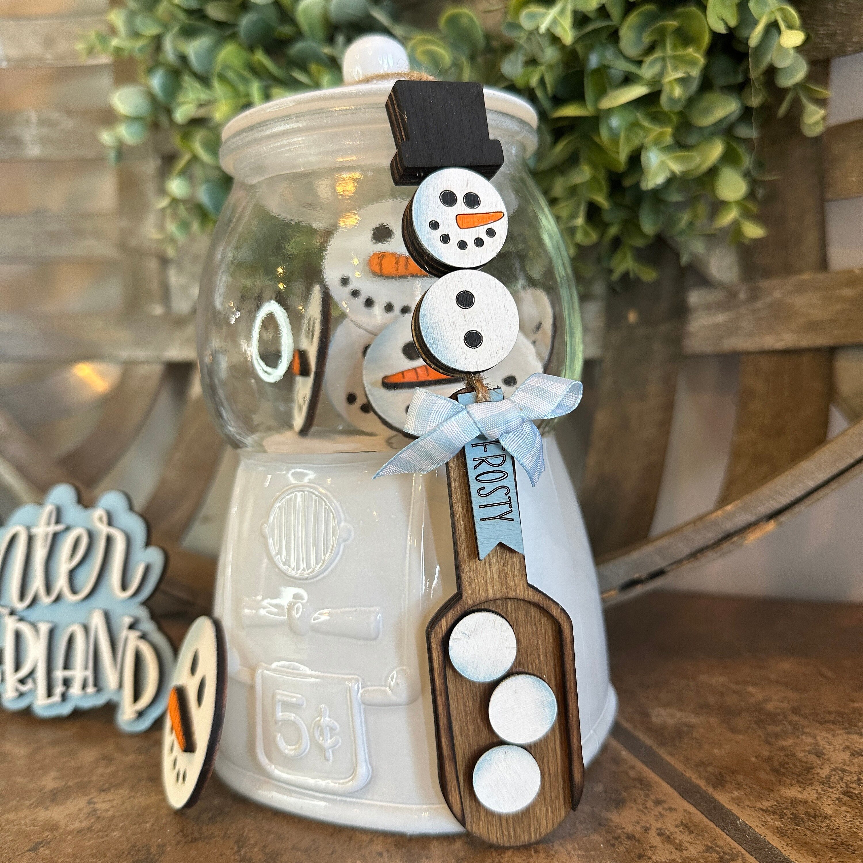 Snowman Faces Gumball Machine Fillers, Winter Wonderland Sign Wood ...