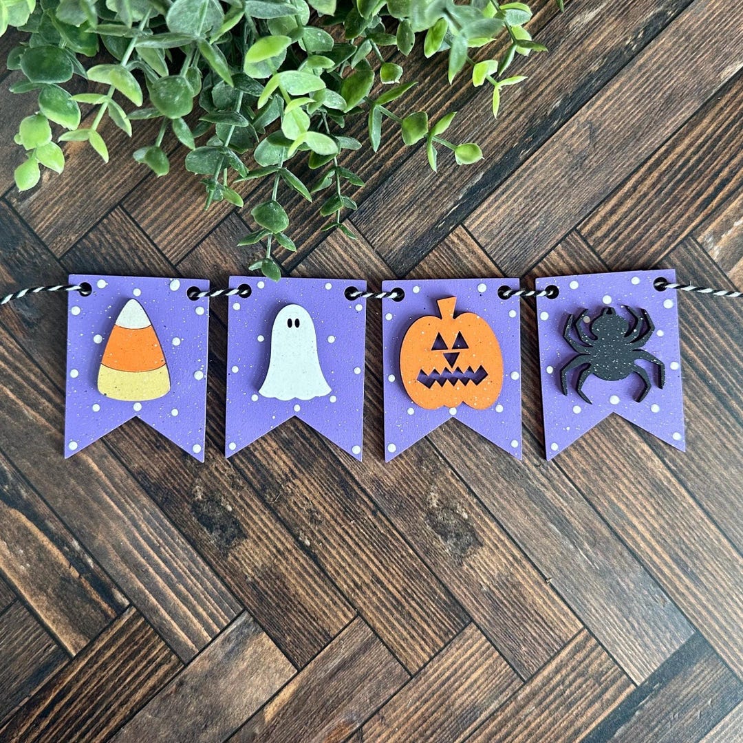Mini Halloween Banner Garland for Window, Jack O Lantern Halloween ...
