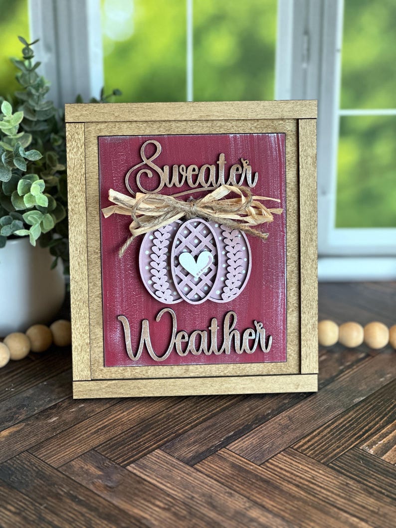 Sweater Weather Wood Sign for Home, Interchangeable Farmhouse Sign ...