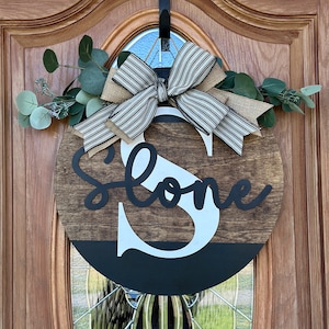 Custom Initial Door Hanger Front Door Decor Modern Farmhouse Door Sign ...
