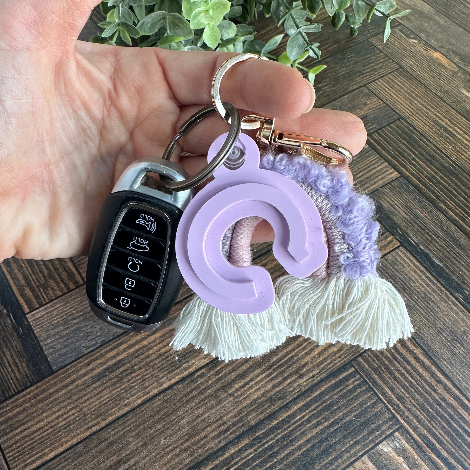 Personalized Purple Rainbow Keychain for Women, Initial Bag Tags for ...