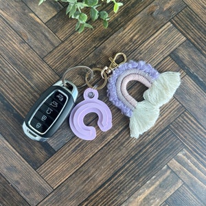 Personalized Purple Rainbow Keychain for Women, Initial Bag Tags for ...