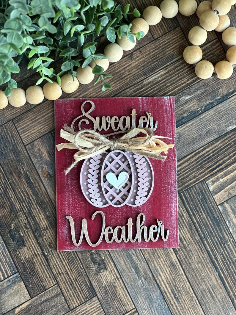 Sweater Weather Wood Sign for Home, Interchangeable Farmhouse Sign ...