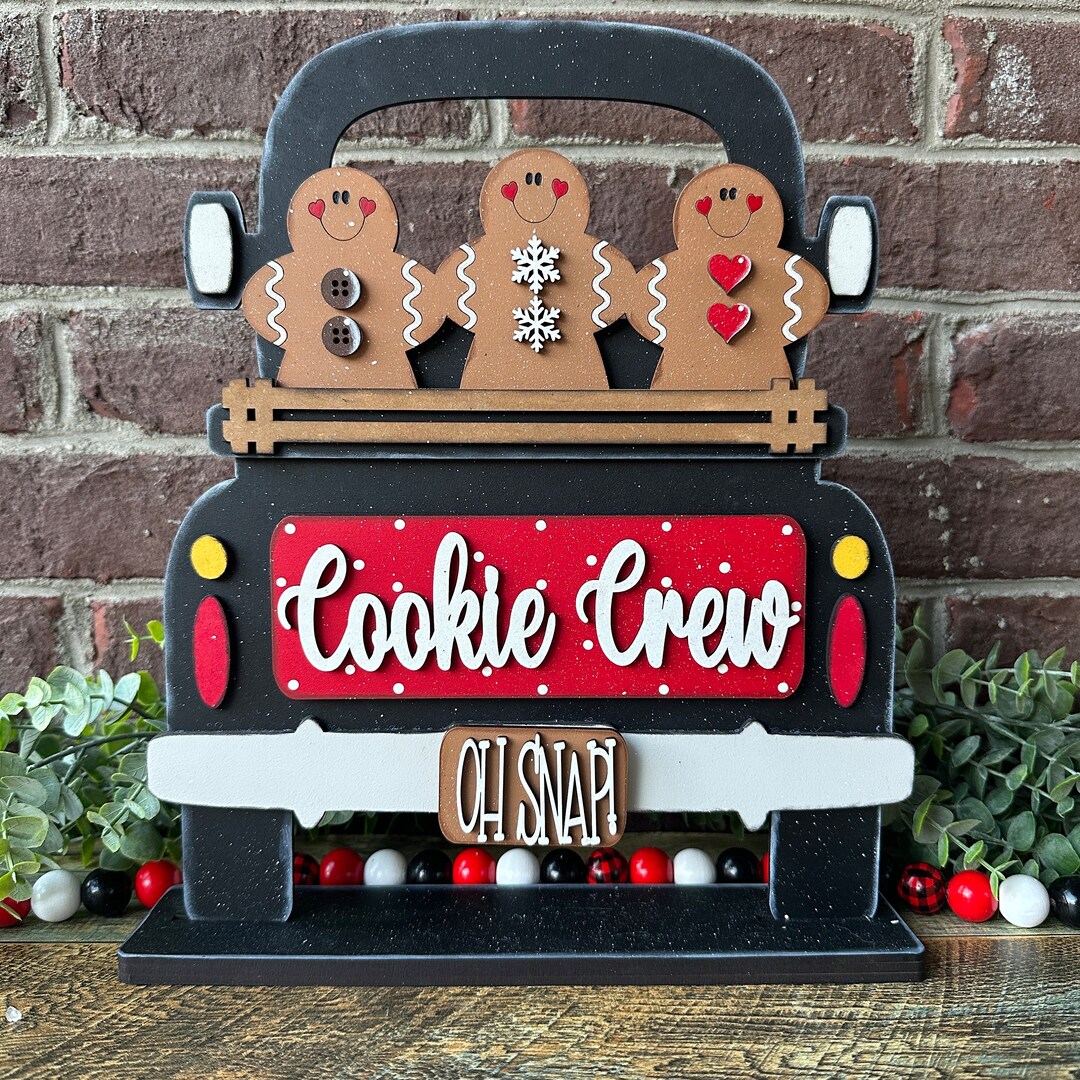 Cookie Crew Christmas Kitchen Decor, Interchangeable Truck Inserts ...