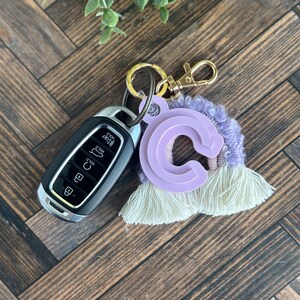 Personalized Purple Rainbow Keychain for Women, Initial Bag Tags for ...