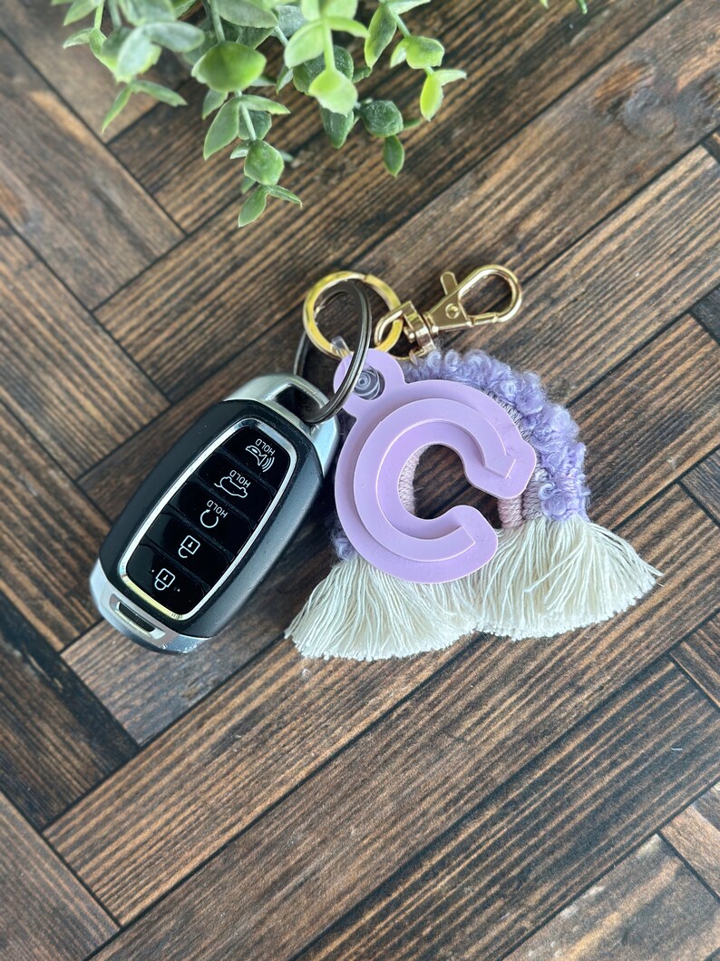 Personalized Purple Rainbow Keychain for Women, Initial Bag Tags for ...