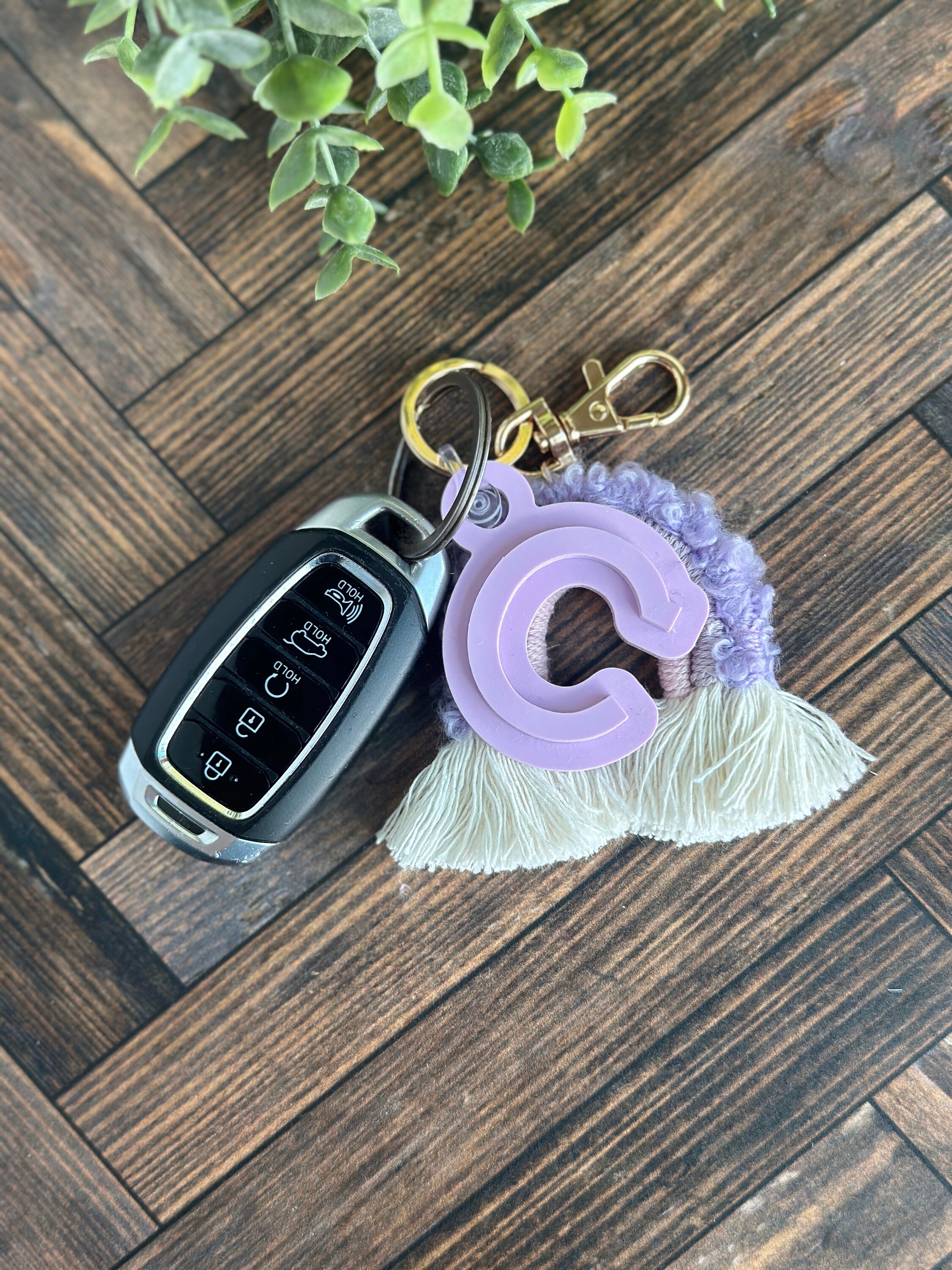 Personalized Purple Rainbow Keychain for Women, Initial Bag Tags for ...