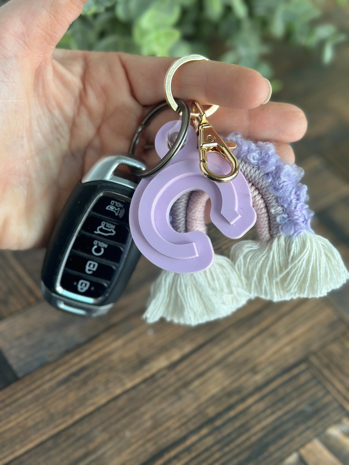 Personalized Purple Rainbow Keychain for Women, Initial Bag Tags for ...