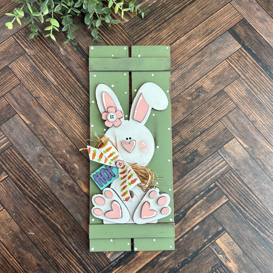 Primitive Easter Bunny Pallet Wood Sign, Prim Easter Signs Table Top ...