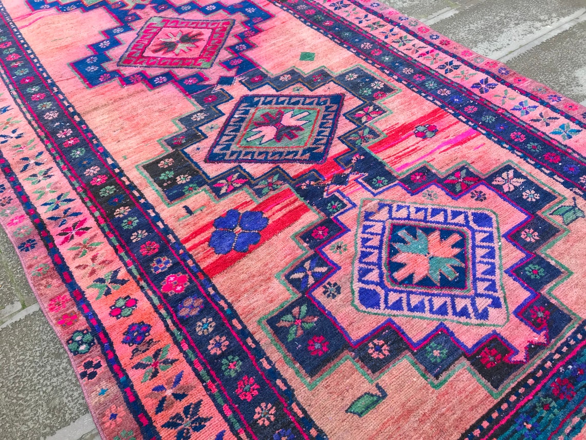 Turkish Pink Rug Vintage Handmade Oushak Area Rug Anatolia | Etsy