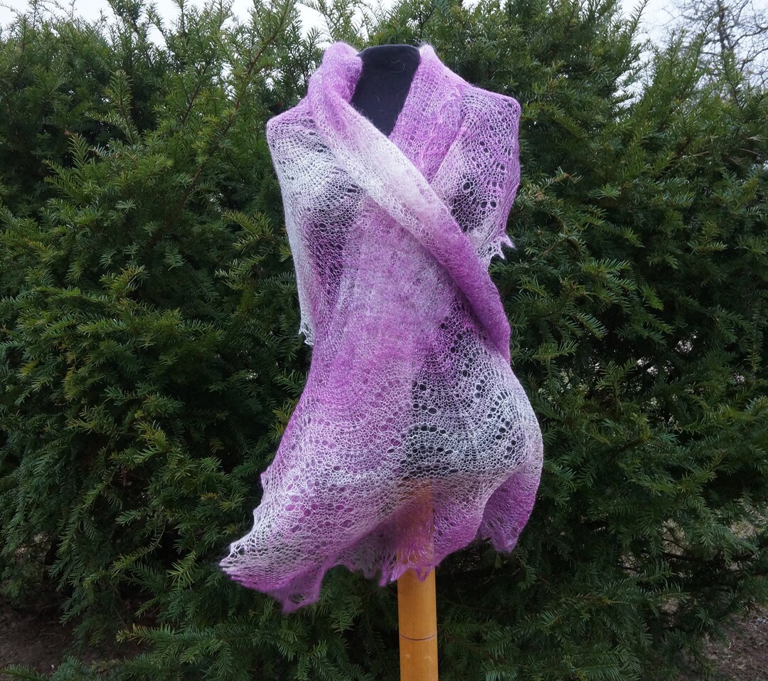 Bufanda ancha de punto de lana fina de colores Bufanda de encaje de ...