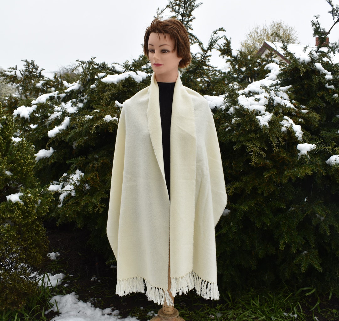 Crema White Fine Mohair Wool Scarf Crema White Solid Fine Wool Scarf ...