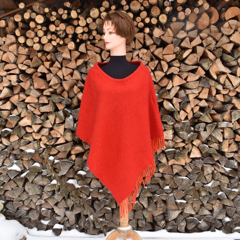 Orange Poncho - Etsy