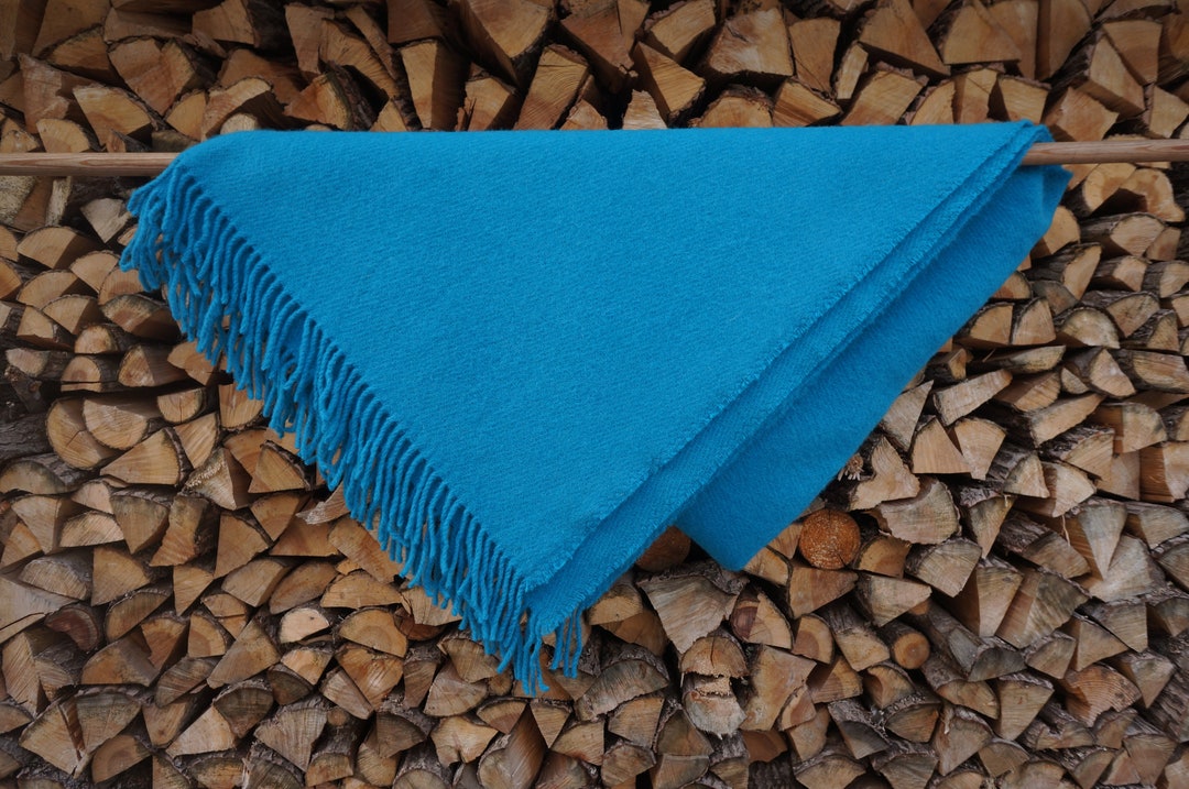 Blue Wool Blanket Sheep Wool Blanket Lamb's Wool Blue Cover Lamb's Wool ...