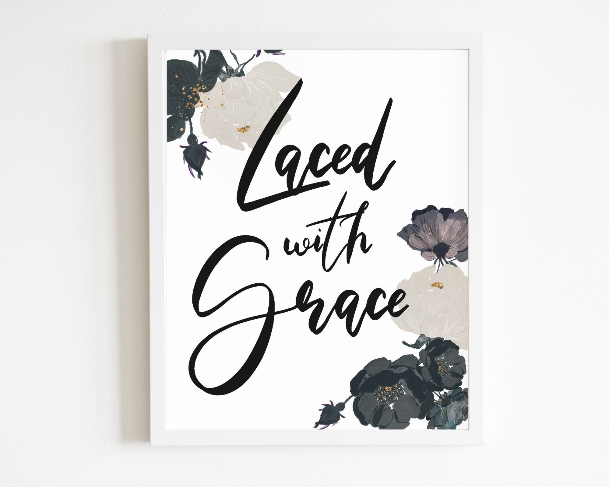 Grace Upon Grace, Floral Wall Art, Christian Wall Decor, Home Decor ...