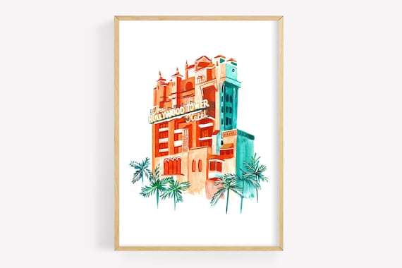 Hollywood Studios Tower of Terror Watercolor Hand Painted - Etsy