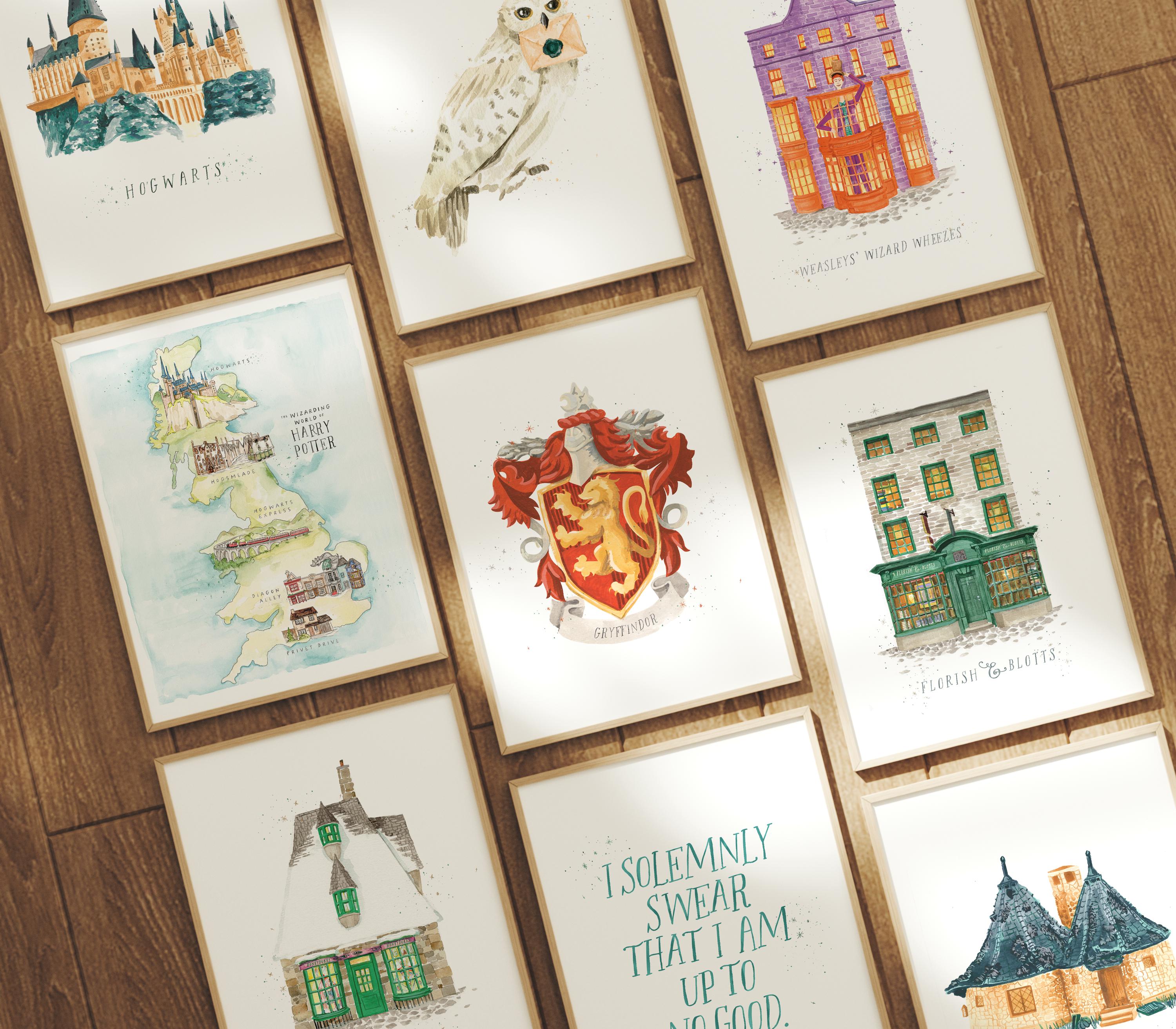 Printable Watercolor Wizarding World Map Print: Hand-painted Magical ...