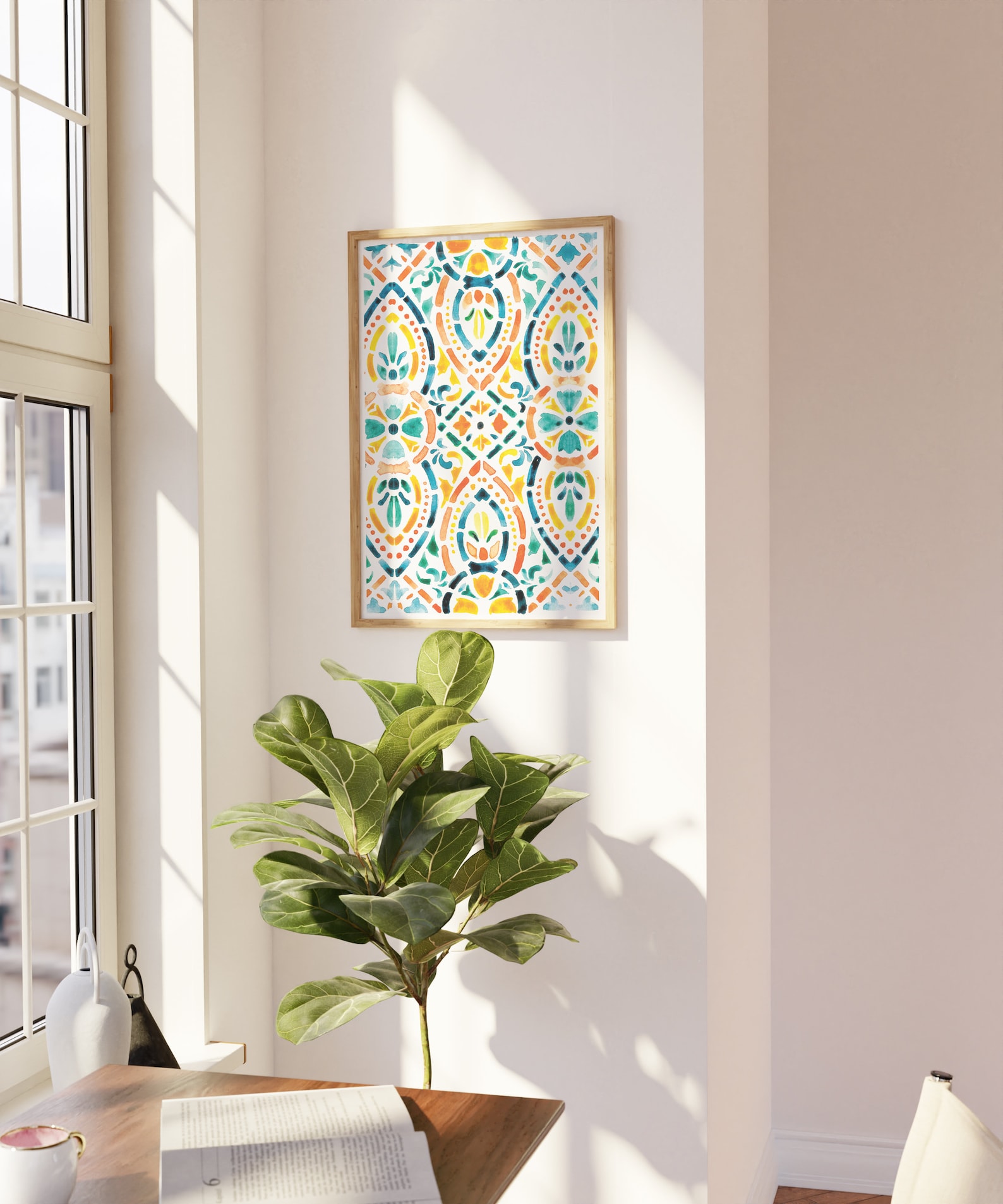 Italian Tiles Art Print - Pattern Watercolor - Hand Painted Room Decor ...