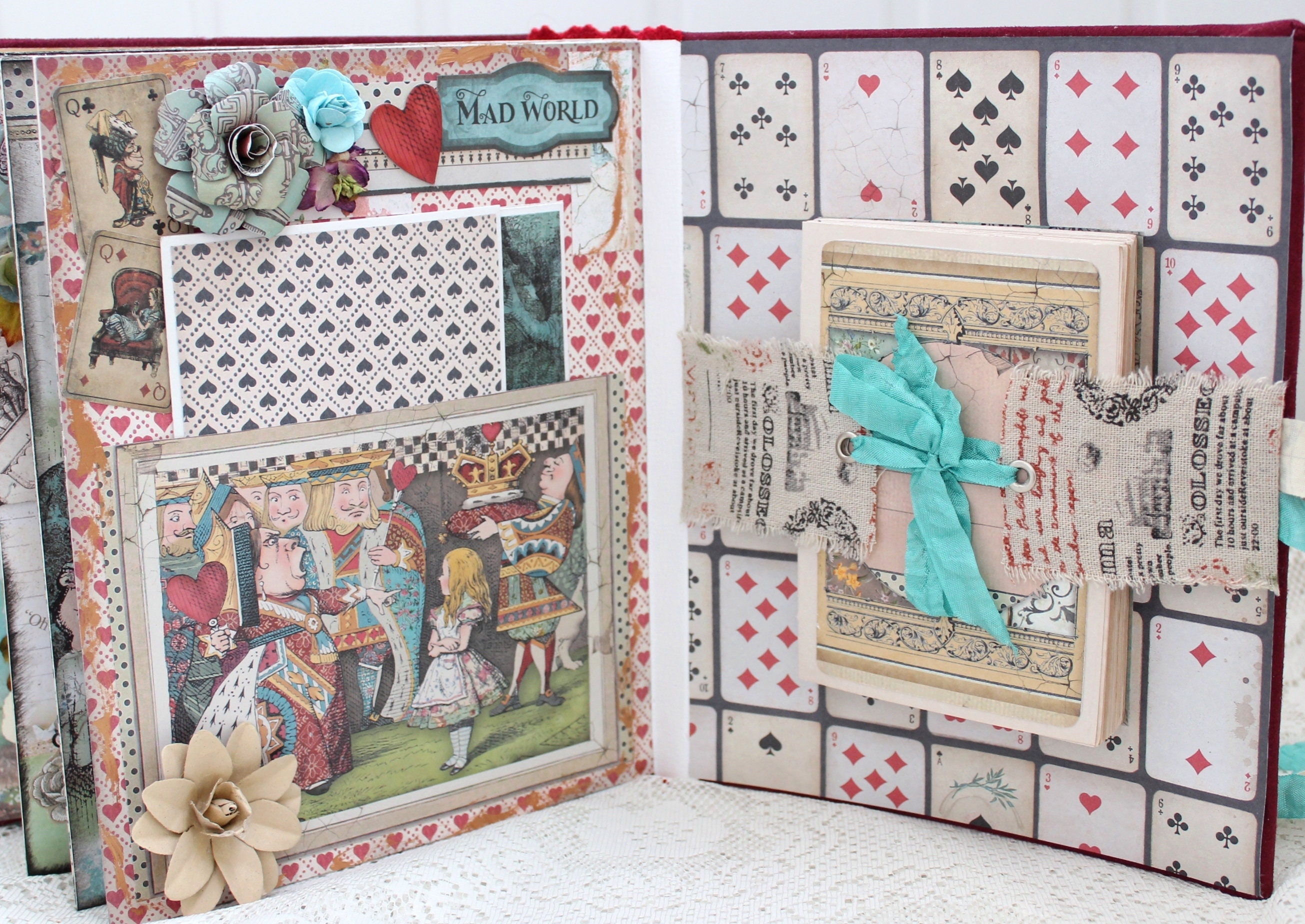 Scrap Album Alice in Wonderland , Junk Book Wonderland , Vintage Scrap ...