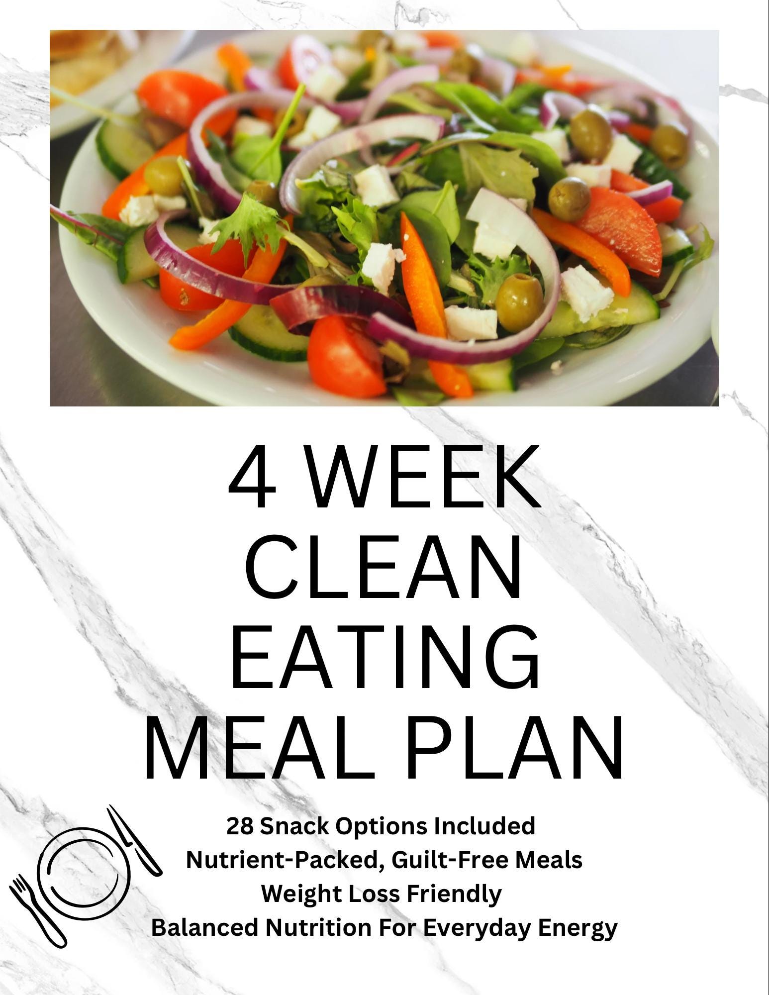 4 Week Healthy Eating Meal Plan With Multiple Snack Options - Etsy