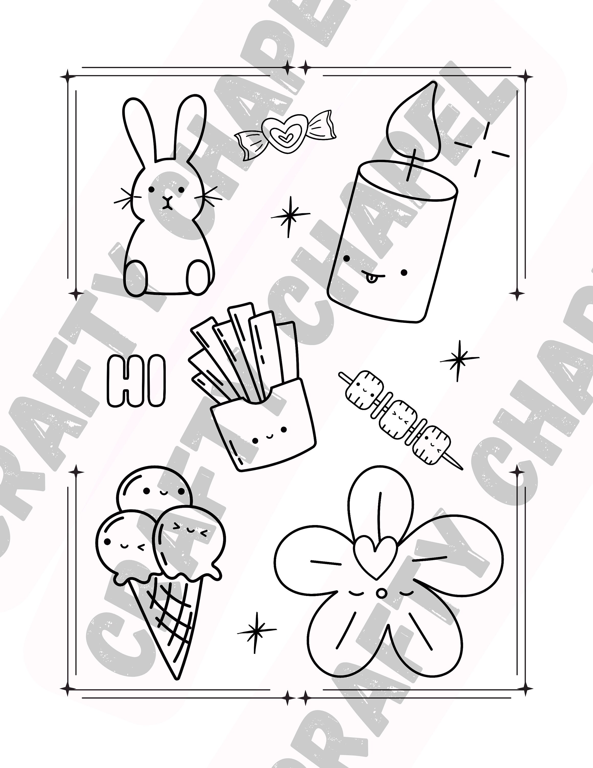 Cute Easy Coloring Pages for Kids, Teenagers and Adults 10 Page Instant ...