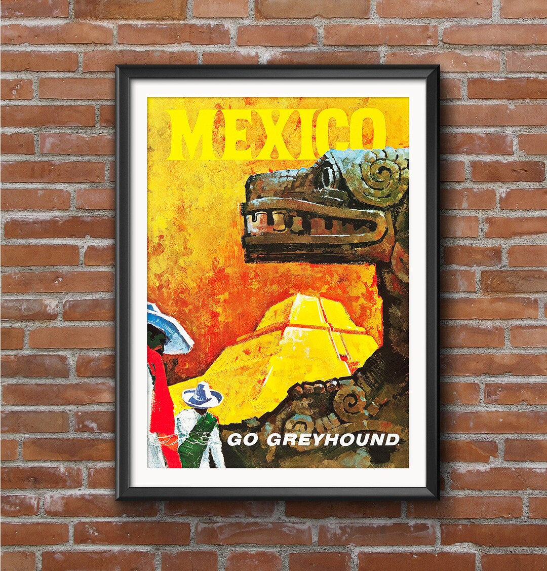 MEXICO Greyhound Vintage Travel Poster Print Satin Paper - Etsy