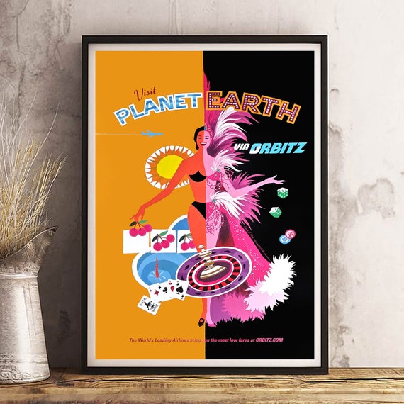 PLANET EARTH Vintage Travel Poster Print Satin Paper A4 | Etsy