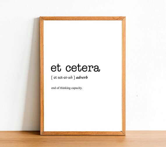 ETC Et Cetera Definition Poster Print Urban Dictionary | Etsy