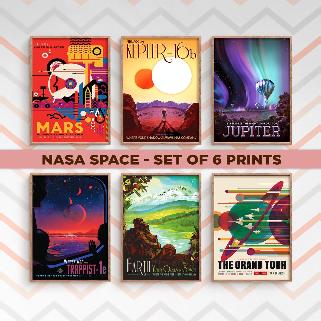 NASA Space Travel Posters Set of 6 Prints | Home Decor | Vintage Wall ...