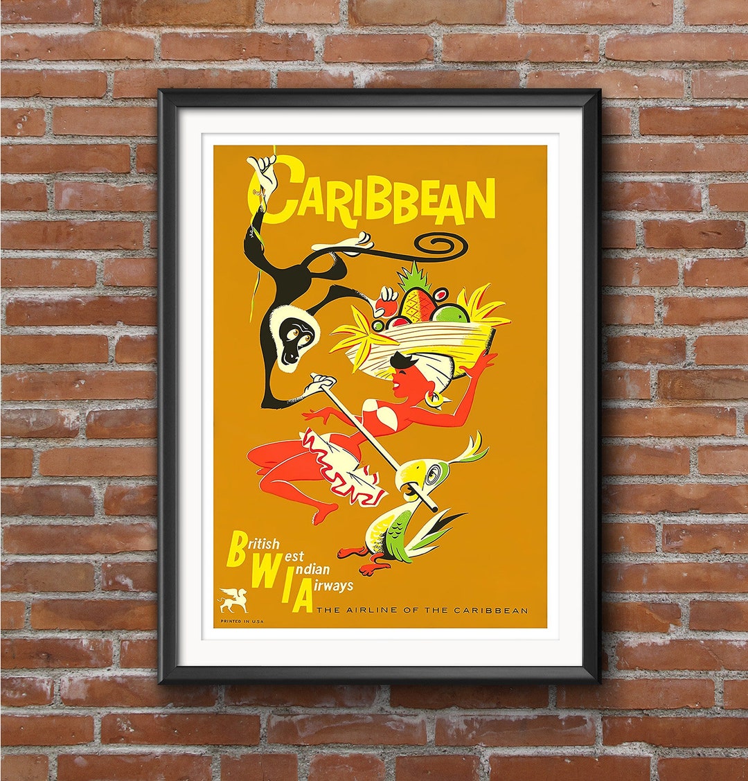 CARIBBEAN - Vintage Travel Poster Print - Satin Paper - A4 A3 A2 - Home ...