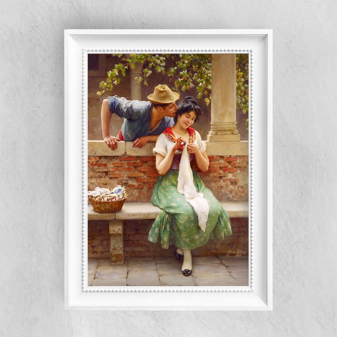 Eugene De Blaas - Venetian Lovers - Fine Art Print - Vintage Art Poster ...