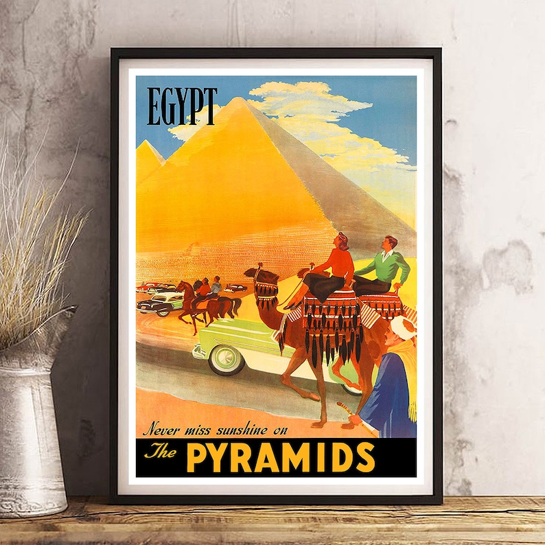 EGYPT Pyramids Vintage Travel Poster Print Satin Paper - Etsy