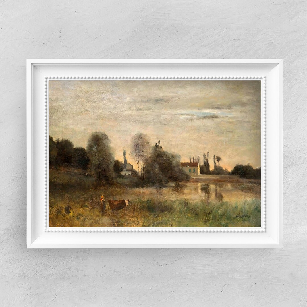Antique Farmhouse Landscape Poster Print Famous Fine Art Painting ...