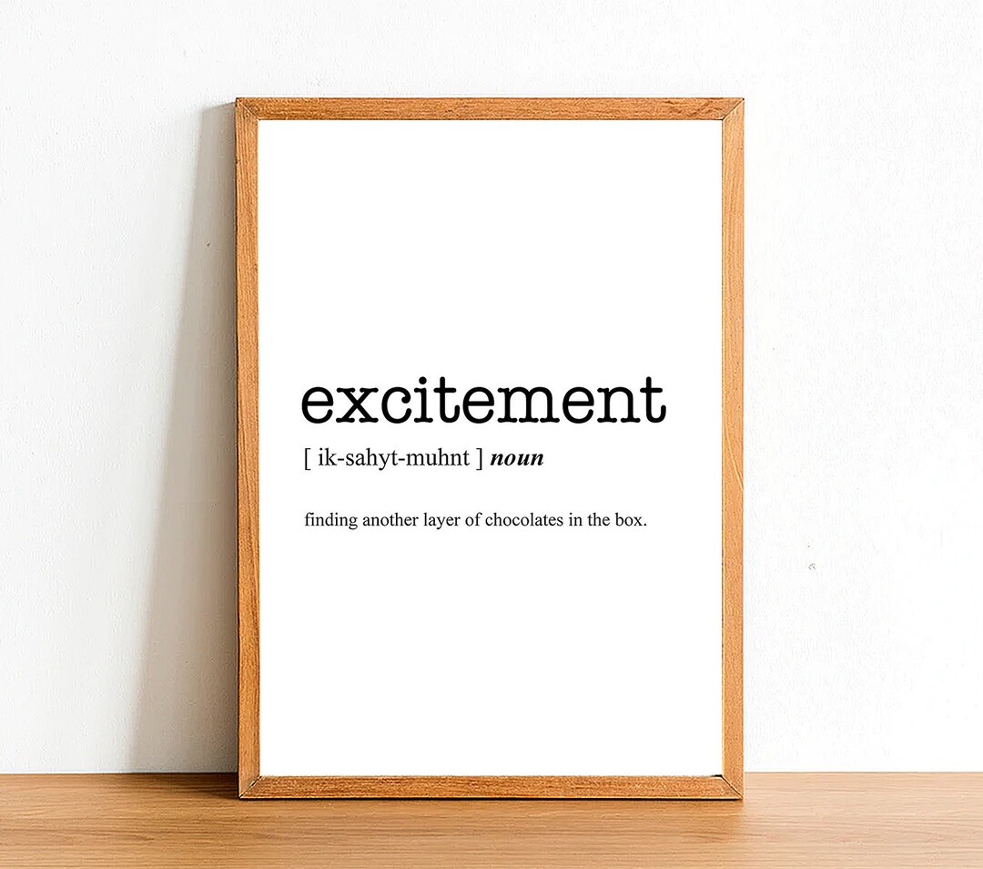 EXCITEMENT Word Definition Poster Print - Urban Dictionary - Word ...