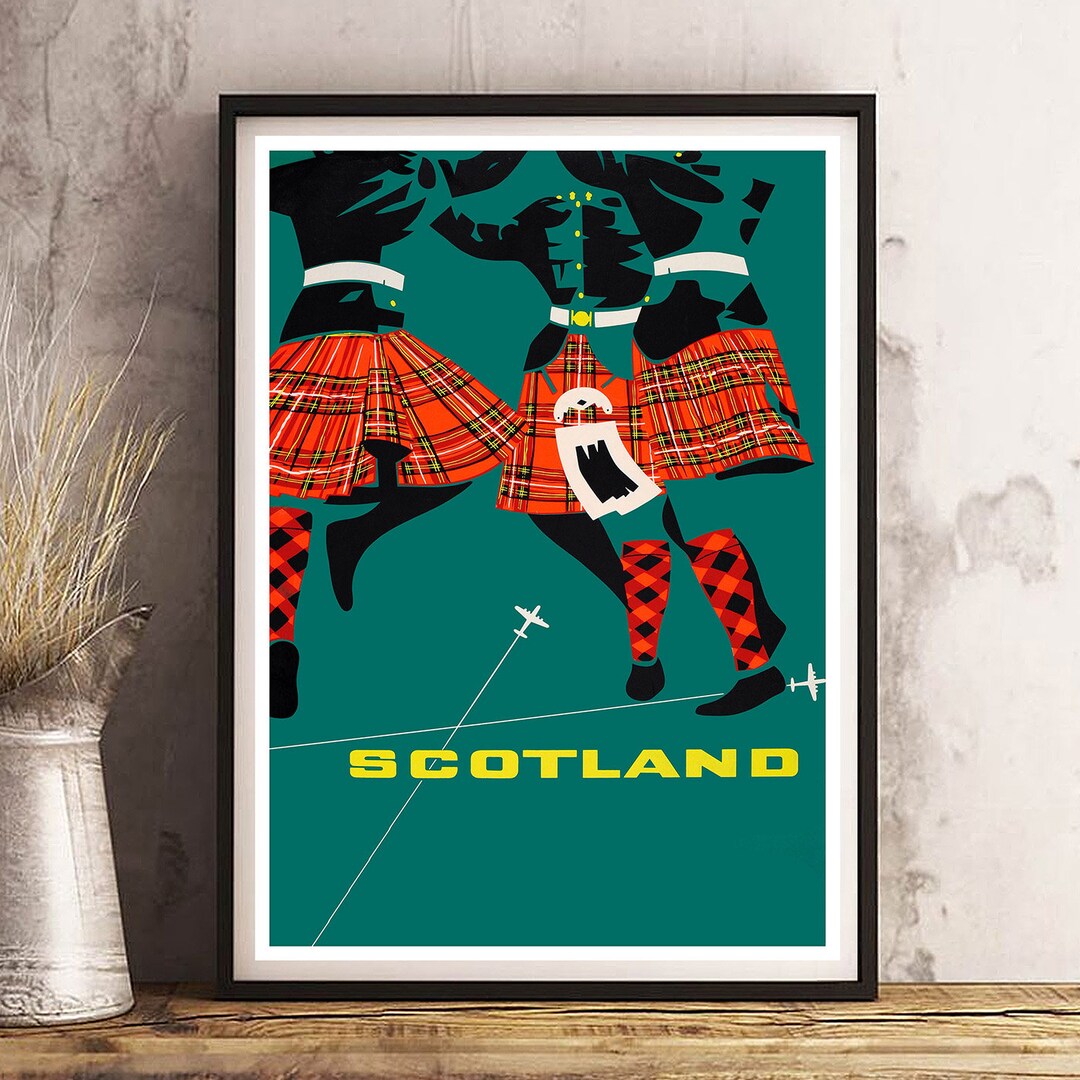 SCOTLAND Kilt Vintage Travel Poster Print Satin Paper A4 A3 A2 Home ...