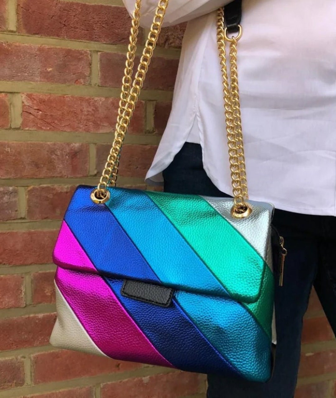 Metallic Rainbow Chain Shoulder Cross Body Bag - Etsy