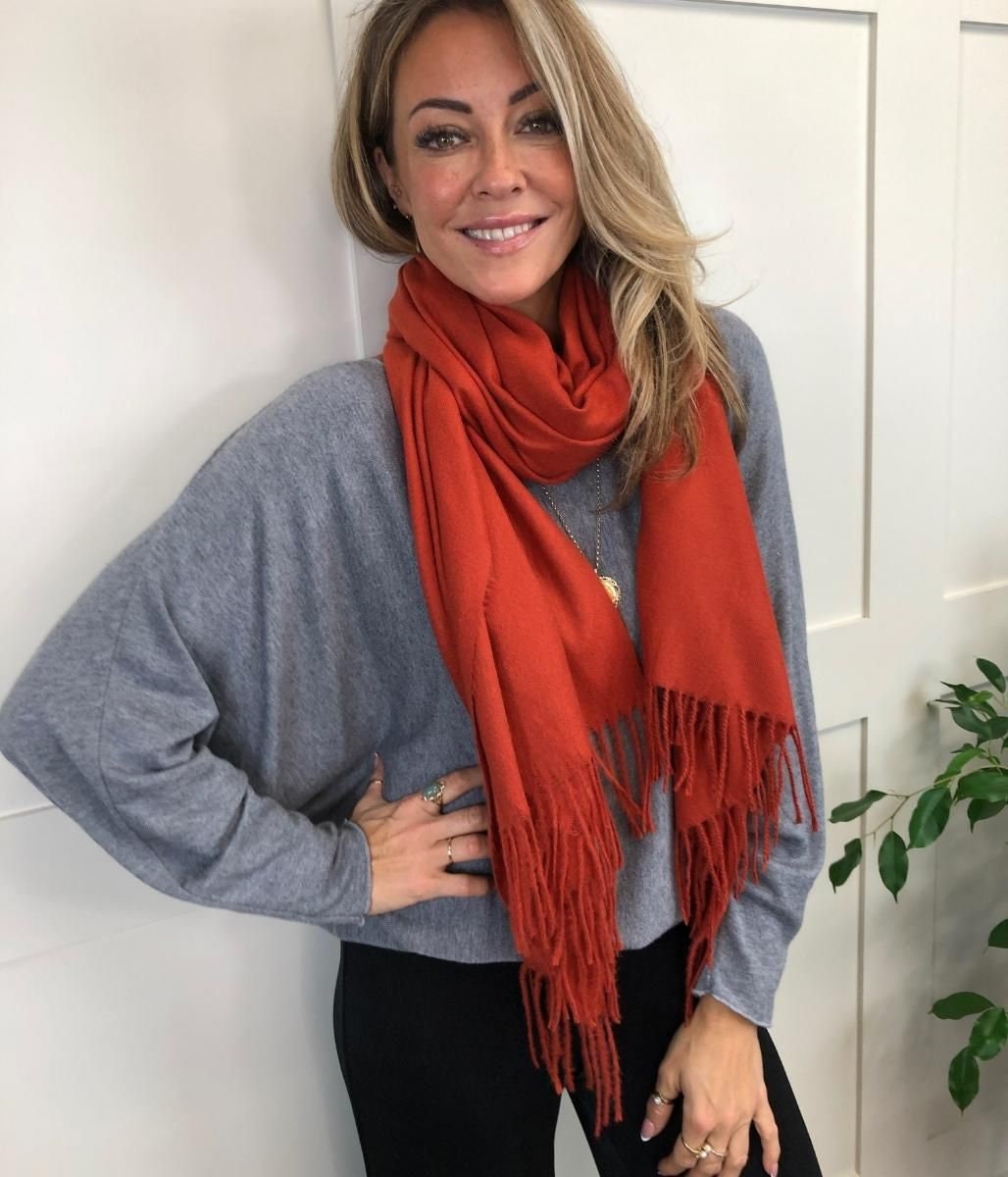 Wool Blend Rust Orange Plain Winter Scarf / Scarves / Wool - Etsy UK