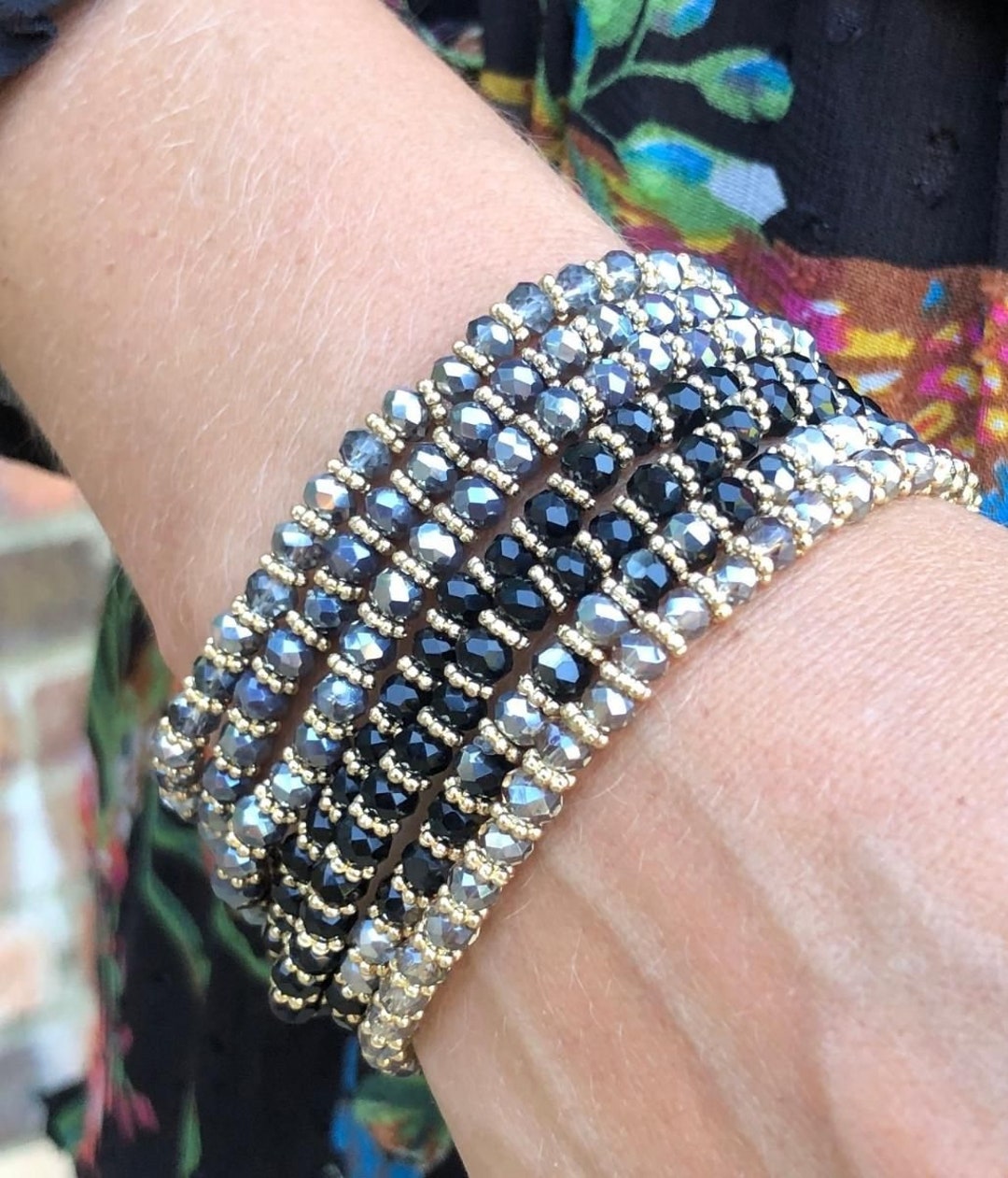 Black and Grey Venus Bracelet Stack / Gift / Ladies / - Etsy