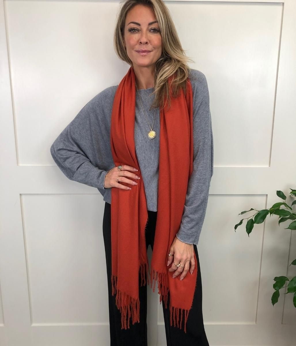 Wool Blend Rust Orange Plain Winter Scarf / Scarves / Wool - Etsy UK