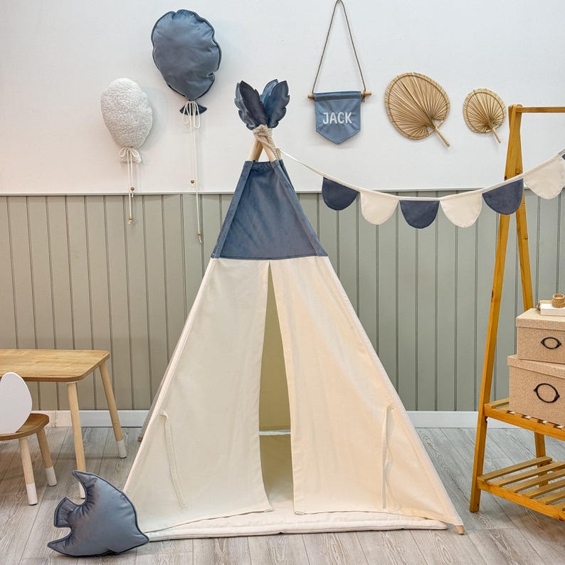 Blue Teepee Tent, Teepee for Kids, Children's Teepee, Play Tent, Indoor ...
