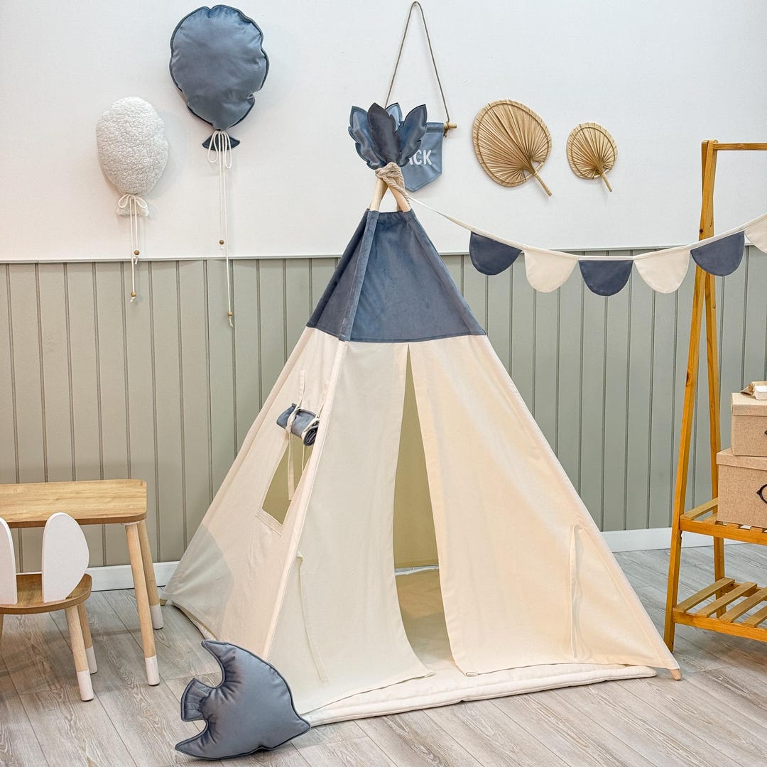 Blue Teepee Tent, Teepee for Kids, Children's Teepee, Play Tent, Indoor ...