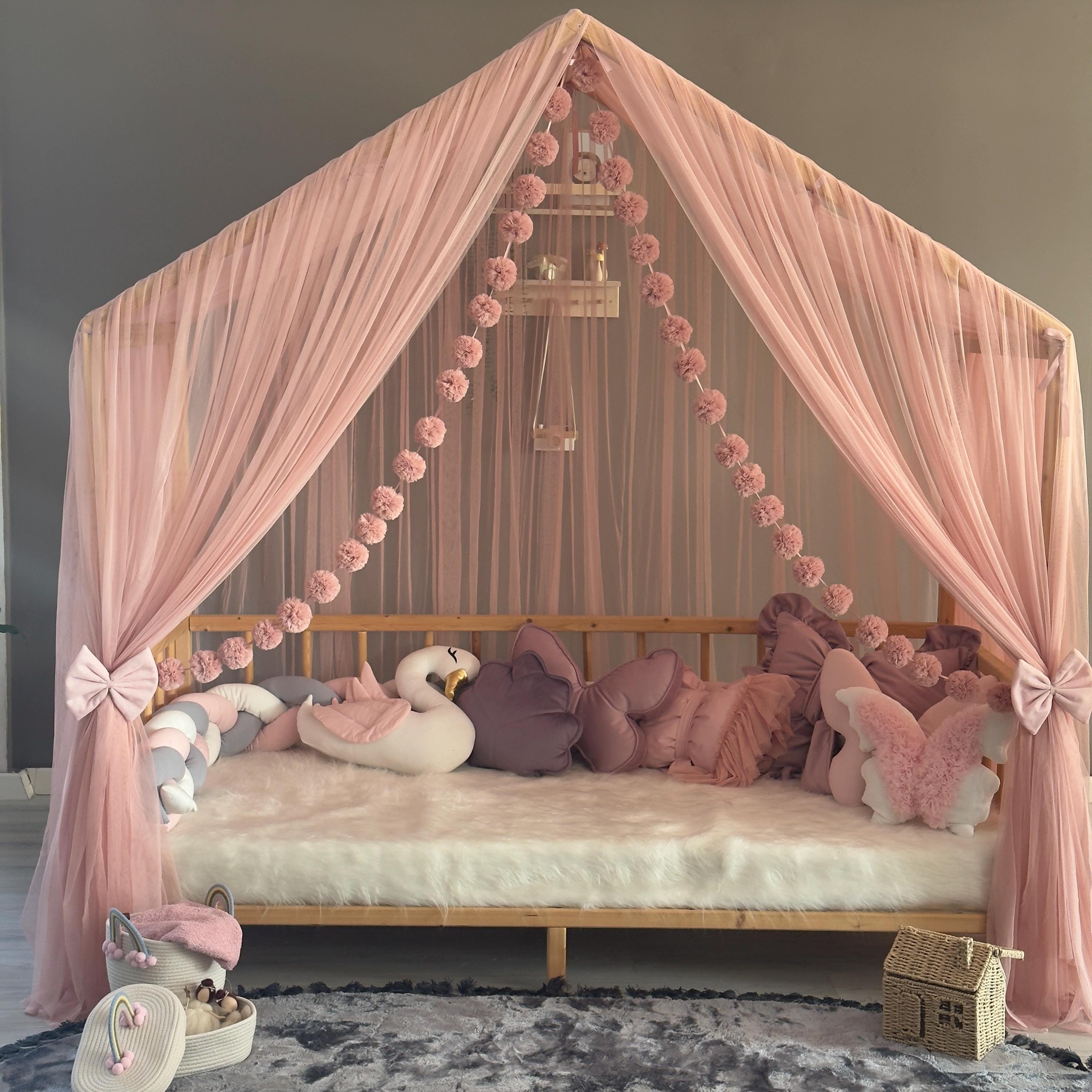 Luxury Montessori Canopy, Powder, Canopy Bed Curtains, Canopy for Crib ...