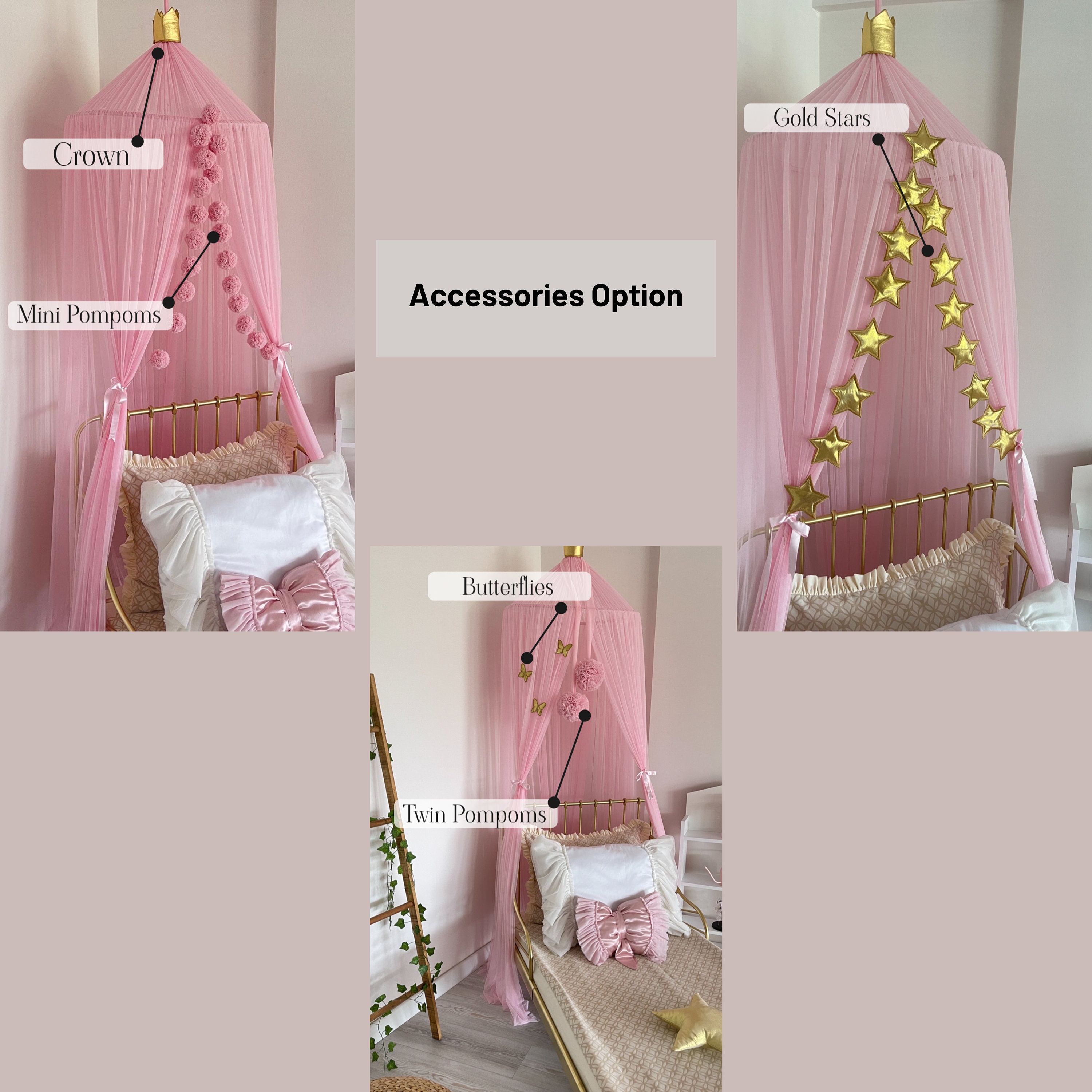 Pink Princess Canopy Bed Canopyhanging Playcrib - Etsy